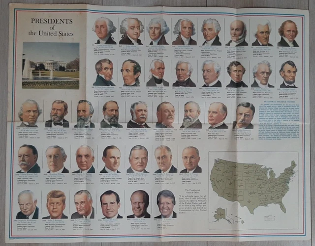 PRESIDENTS OF THE United States Poster (1970s) £12.00 - PicClick UK