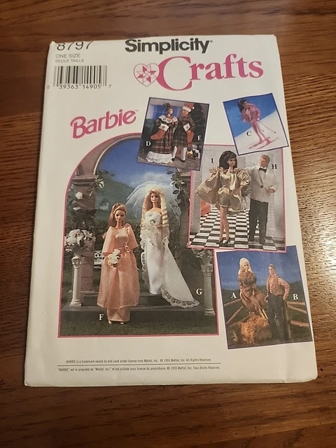 SIMPLICITY 8797 11.5& Doll Dress Pattern Cut Barbie Ken VTG $6.99 ...
