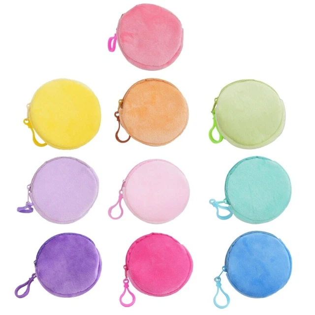 CANDY COLOR KEYCHAIN Wallet Round Coin Purse Keyring Headphone Storage ...