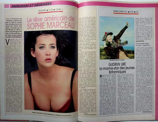 SOPHIE MARCEAU => COUPURE DE PRESSE 2 pages 1989 / FRENCH CLIPPING EUR 4,00 - PicClick FR