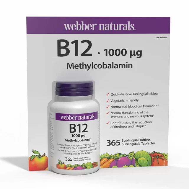 WEBBER NATURALS B12 1000mg Methylcobalamin | Fast-Acting 365 Tablets £ ...