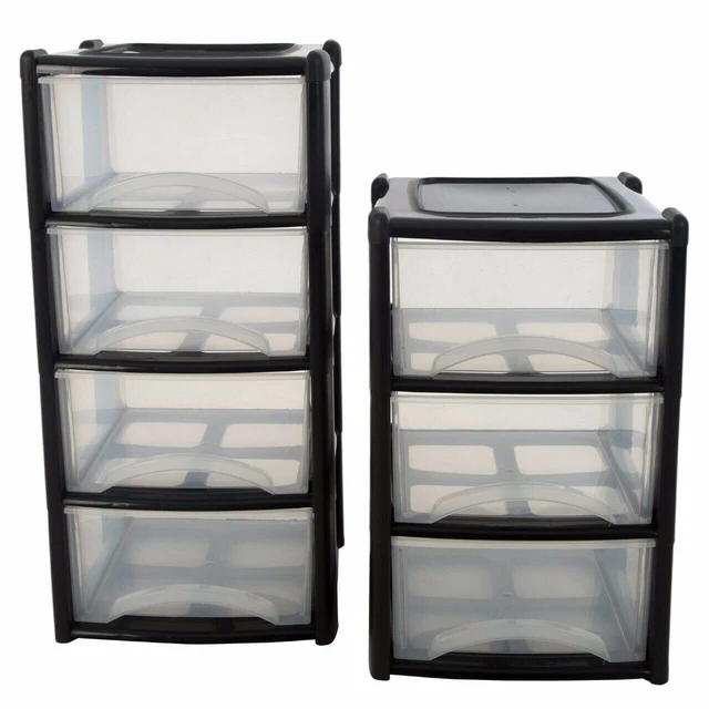 Large 3 And 4 Plastic Drawers Tower Unit Trolley Chest Drawer School
