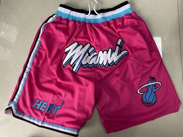 RETRO MIAMI HEAT Basketball Shorts Stitched Pink £21.40 - PicClick UK
