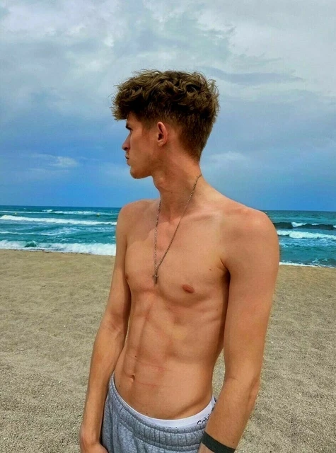Shirtless Male Beefcake Muscular Lean Swimmers Build Beach Jock Photo