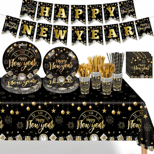 162 PCS NEW Years Eve Party Supplies 2026 Happy New Year Disposable ...
