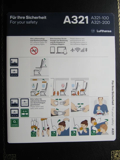 LUFTHANSA SAFETY CARD Airbus A 321-100/200 edition 02/2018 EUR 3,46 ...