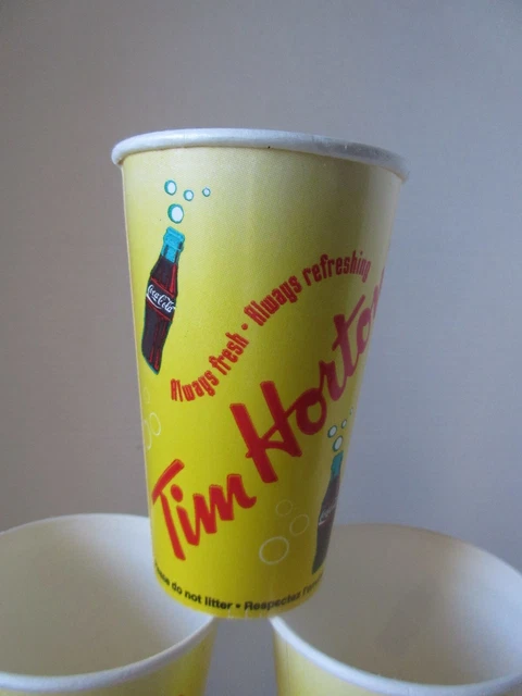 10 OLD VINTAGE Tim Horton's Waxed Paper Coca Cola Cups 4 1/2" tall $31. ...