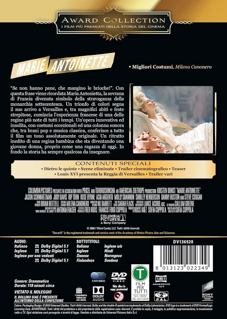 MARIE ANTONIETTE (DVD) Kirsten Dunst Rip Torn Jason Schwartzman Judy ...