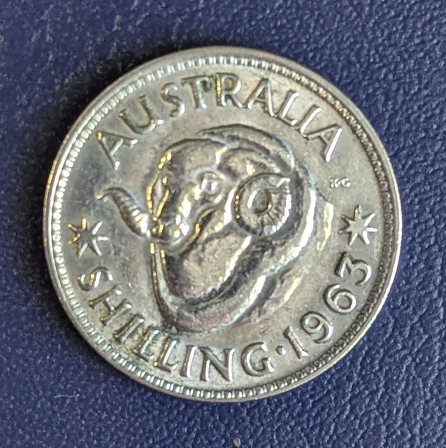 1963 AUSTRALIAN SILVER One shilling 1/- QUEEN Elizabeth II VF ...