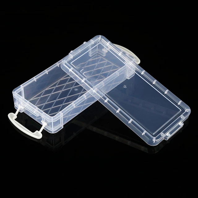 1PC PLASTIC TRANSPARENT Pencil Case Large Capacity Simple Double Buckle ...