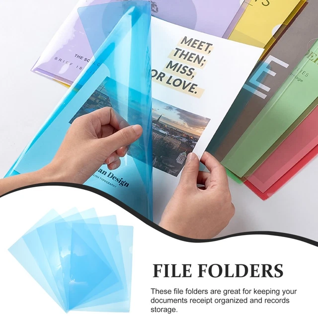 12PCS TRANSPARENT FILE Protector L Type Open File Cover Document Sleeve ...