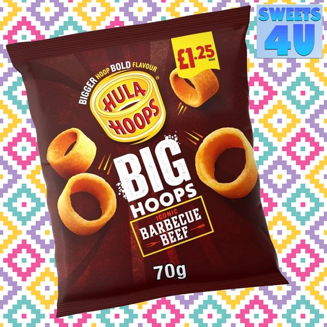 HULA HOOPS CRISP Big Hoops Share Bags Full Case X 20 BBQ Beef Flavor ...