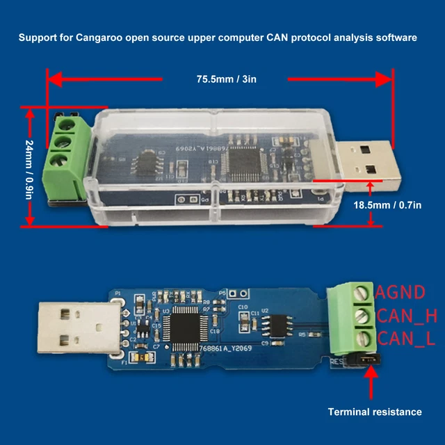 USB TO CAN Module USB To CAN Bus Converter Adapter 1M Rate 5V Non ...