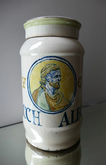 ANCIEN POT A PHARMACIE Apothicaire faïence " SACCH ALBUM " ALBARELLO ...