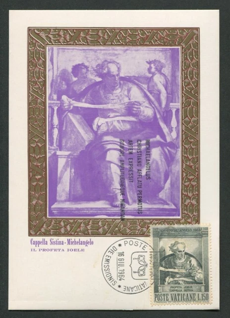 VATICANO MK 1964 CAPPELLA MICHELANGELO SISTINA CARTE MAXIMUM CARD MCM ...