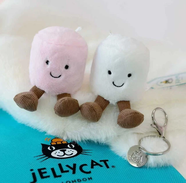 JELLYCAT AMUSEABLES TOASTIE Pink White Marshmallows Plush/Keychain tags ...