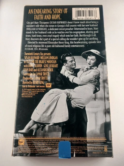 I'D CLIMB THE Highest Mountain (VHS) 1951 Susan Hayward, William ...