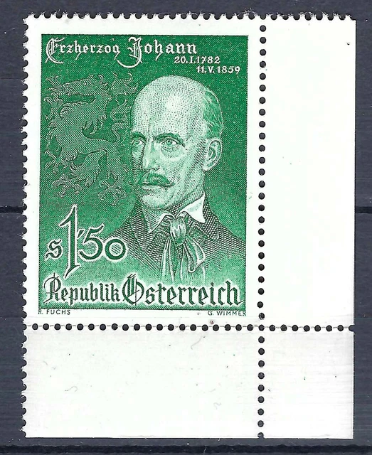 ÖSTERREICH 1959: POSTFRISCH MiNr.: AT 1061; Bogenecke ANK:1078 ...