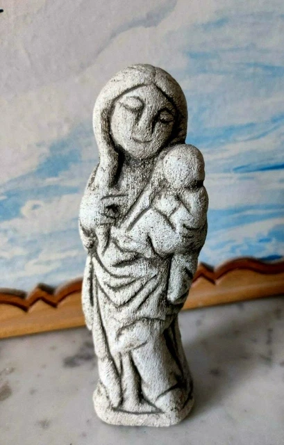STATUE SCULPTURE SAINTE Vierge Marie Enfant Jesus En Pierre Stone ...