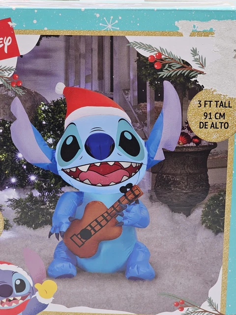 DISNEY STITCH CHRISTMAS Airblown Inflatable Ukulele 3 Feet Tall Yard ...