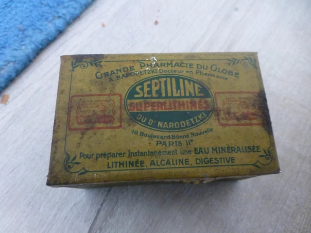 ANCIENNE BOITE METAL pharmacie SEPTILINE DR Narodetzki superlithines ...