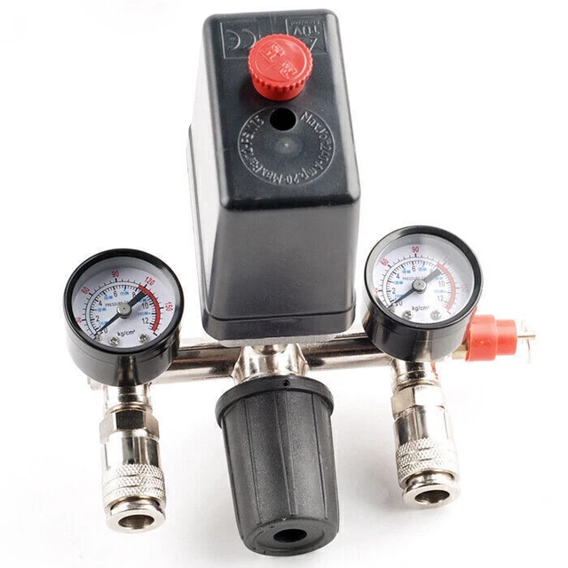 AIR COMPRESSOR PRESSURE Control Switch with Valve Gauges Regulator UK £ ...