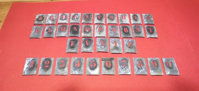 ANCIEN POCHOIRS EN ZINC alphabet + chiffres de 0 a 9 EUR 30,00 ...