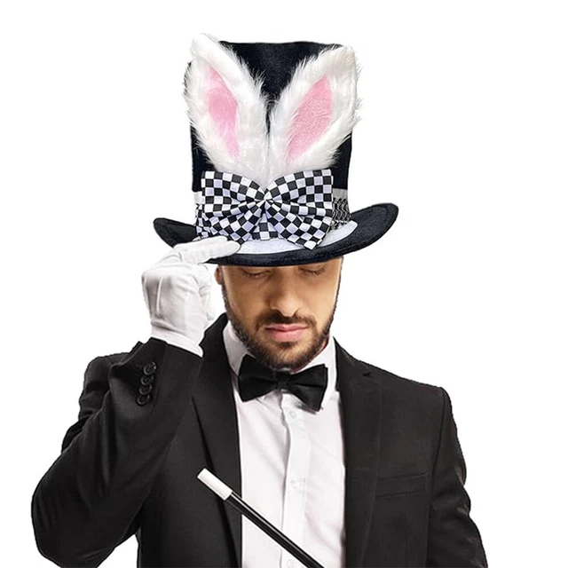 ALICE WHITE RABBIT Top Hat Adult Unisex Party Costume Ears Bunny Mad ...