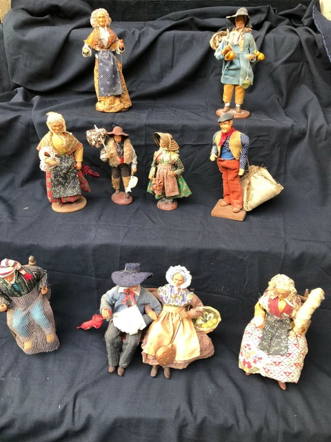 ENSEMBLE DE 10 anciens SANTONS de PROVENCE dont 3 signés R BLANC/1 H ...