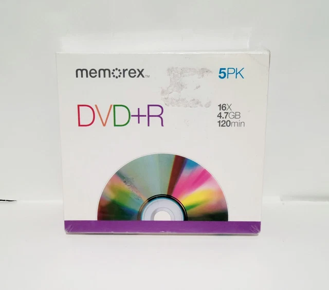 MEMOREX DVD+R BLANK DVDs 5 Pack Recordable for PC Home Video Recorders ...