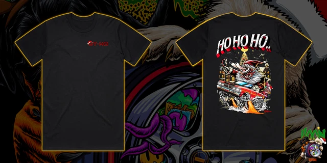 HOON CUSTOMS CHRISTMAS Ford Falcon Xy Gt Ho & Santa T-Shirt Front And ...