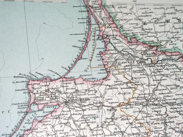 1911 ANTIQUE MAP Of East Prussia Silesia Posen Prov German Empire ...