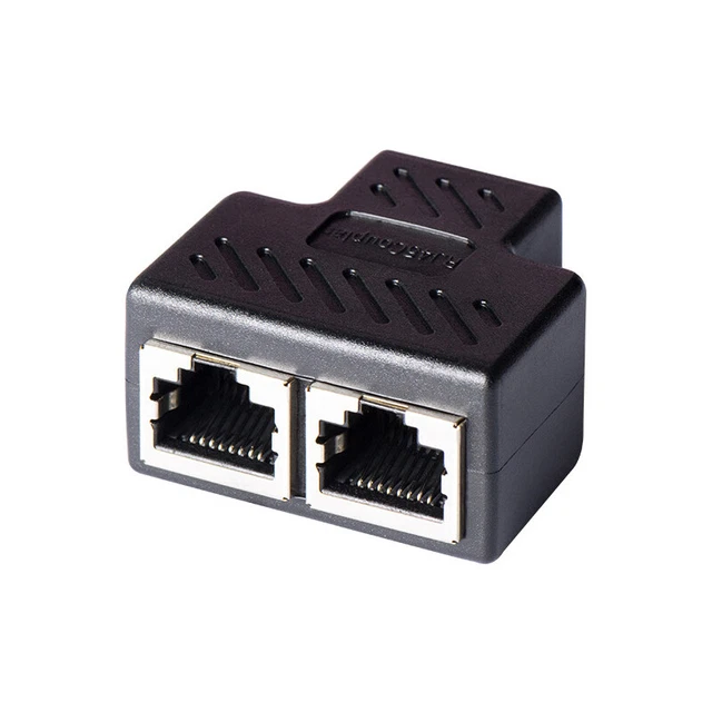 FEMALE PORT CONNECTOR Plug RJ45-Splitter Adapter LAN Ethernet Cable 1-2 ...