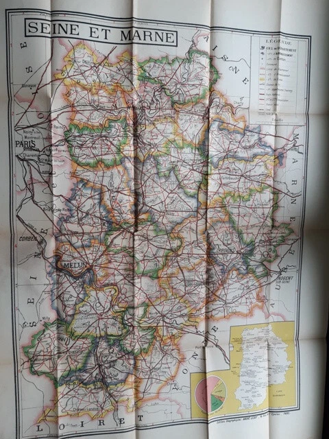 NOUVELLE CARTE DÉPARTEMENTALE de Seine et Marne + plan Fontainebleau EUR 5,00 - PicClick FR