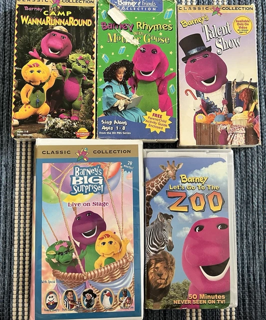 BARNEY VHS TAPES Camp Wannarunnaround Mother Goose Big Surprise Zoo ...