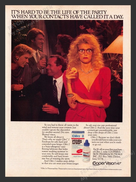 COOPER VISION CLERZ 2 Eye Drops Eyeglasses 1980s Print Advertisement Ad ...