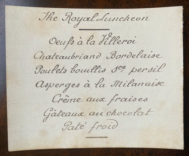 ANTIQUE ROYAL BRITISH Royal Luncheon Menu Queen Victoria Royal Family £ ...
