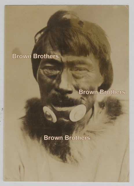 VINTAGE 1910S ALASKAN Aboriginal Inuit Eskimo Man Labrets Lip Plug ...