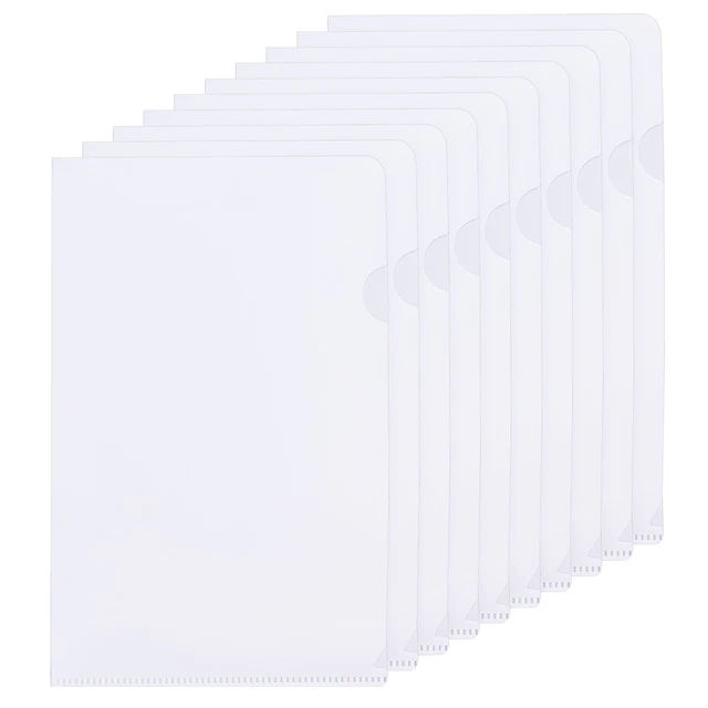 L TYPE FOLDERS 50 Pack A5 Plastic File Pockets Clear Jacket Sleeves ...