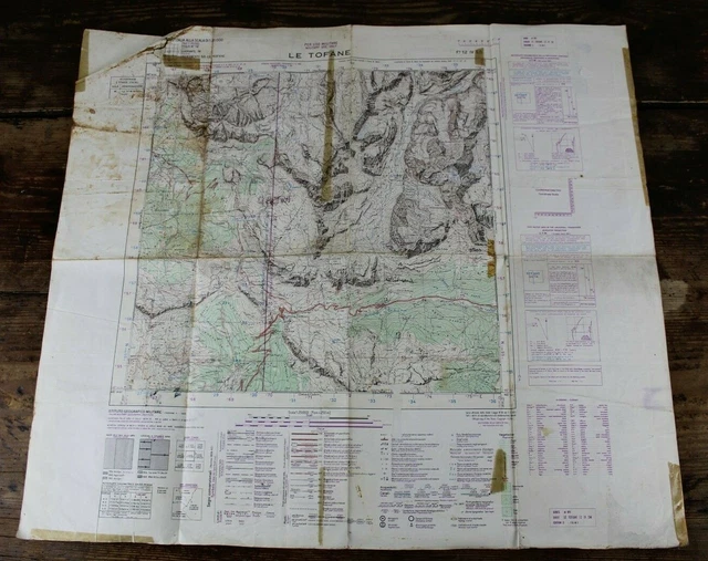 CARTA TOPOGRAFICA LE Tofane CARTINA MAPPA per uso militare Vintage D ...