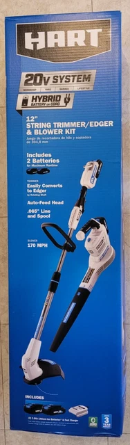 HART 20-VOLT CORDLESS Hybrid 12-Inch String Trimmer/Edger and Blower ...