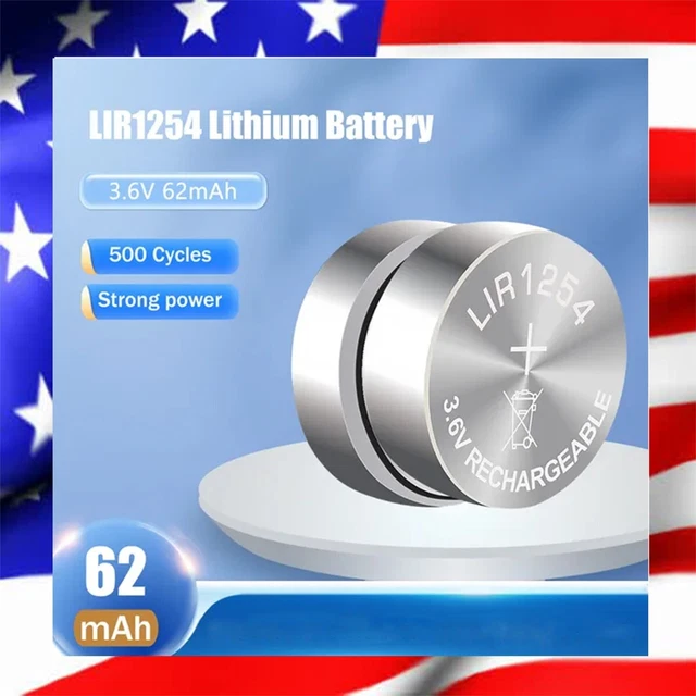 PILE BOUTON RECHARGEABLE LIR1254 3.6V LI-lON ICR1254 CP1254 LIR1254 LIR ...