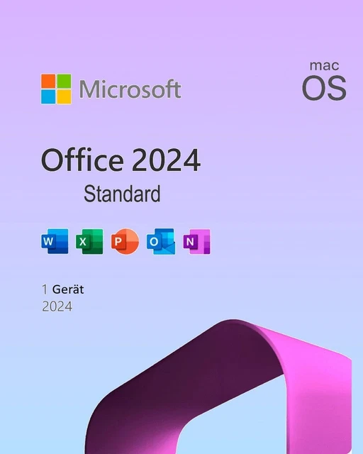 MICROSOFT OFFICE 2024 Standard für Mac, Vollversion, Unbegrenzt EUR 83,29 - PicClick DE
