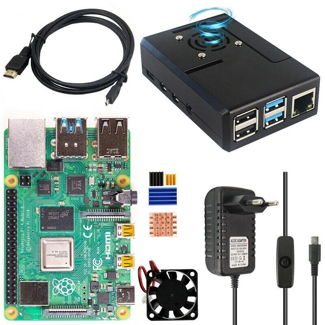 RASPBERRY PI 4B 2GB RAM Basic Kit With Power Supply + Fan Case + micro ...