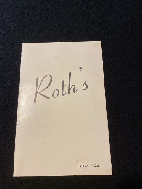 VINTAGE MENU ROTH’S Steak And Seafood Dallas TX 1940s - 1960s $45.00 ...