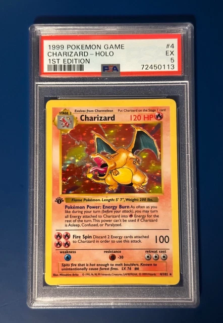 POKÉMON 1ÈRE ÉDITION Shadowless Charizard PSA 5 Base Set 1999 Holo ...