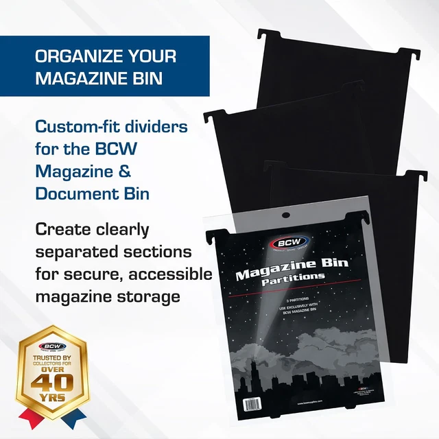 MAGAZINE & DOCUMENT Bin Partitions - 3 Pack | Smooth Black Plastic ...