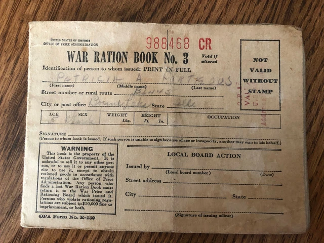 VINTAGE WW2 WORLD War Ii - 1942 War Ration Book No. 3 With 189 Stamps ...