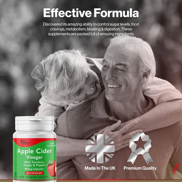 2X VIT DIRECT Apple Cider Vinegar with Tumeric Ginger & Pepper 400mg ...