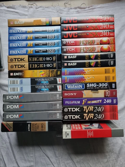 28 LEERE VHS Kassetten 240/180/300 BASF/TDK/JVC/Maxell/Fuji/PDM+Head Cleaner etc EUR 175,00 ...